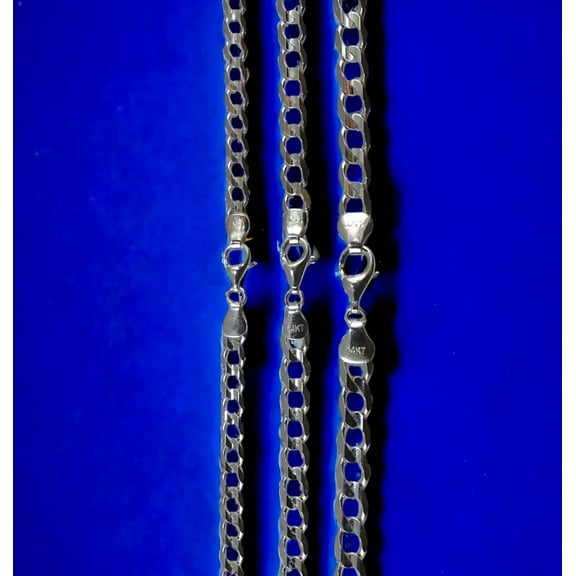 14K White Gold Solid Miami Cuban Link Chain Bracelet Necklace Men Women ...