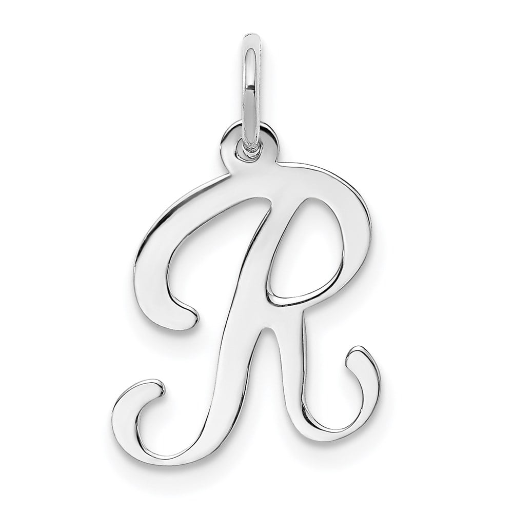 14K White Gold Script Letter R Initial Charm - Walmart.com