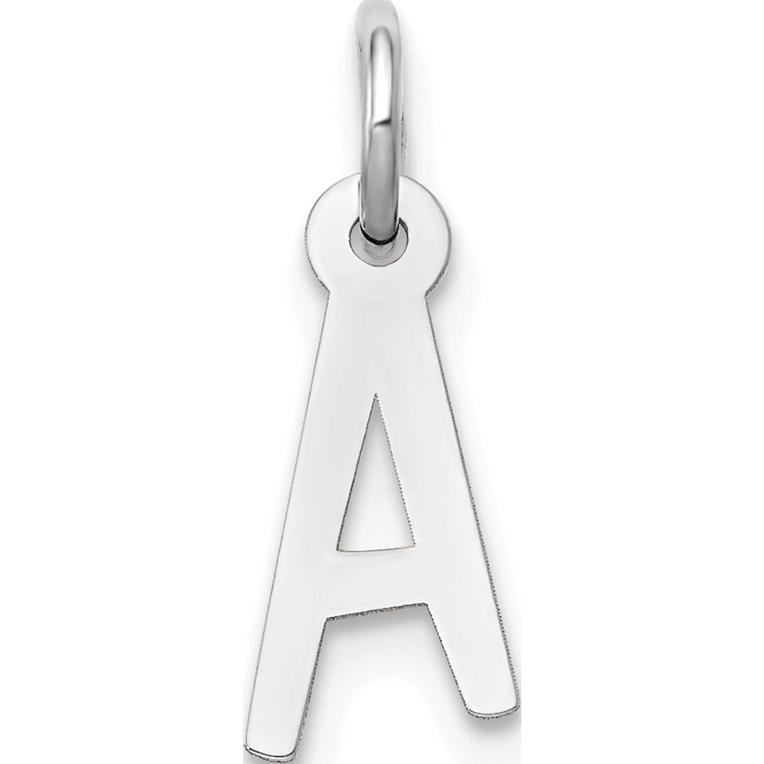 14K White Gold Small Slanted Block Letter A Initial Charm (12.53 X 5.73 ...