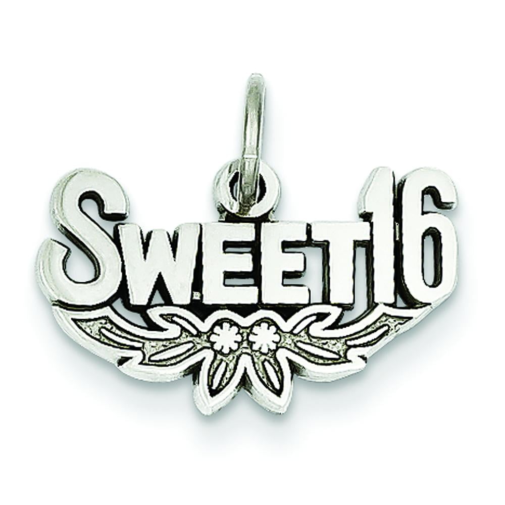 14K White Gold Sweet 16 Charm Birthday Jewelry Pendant - Walmart.com