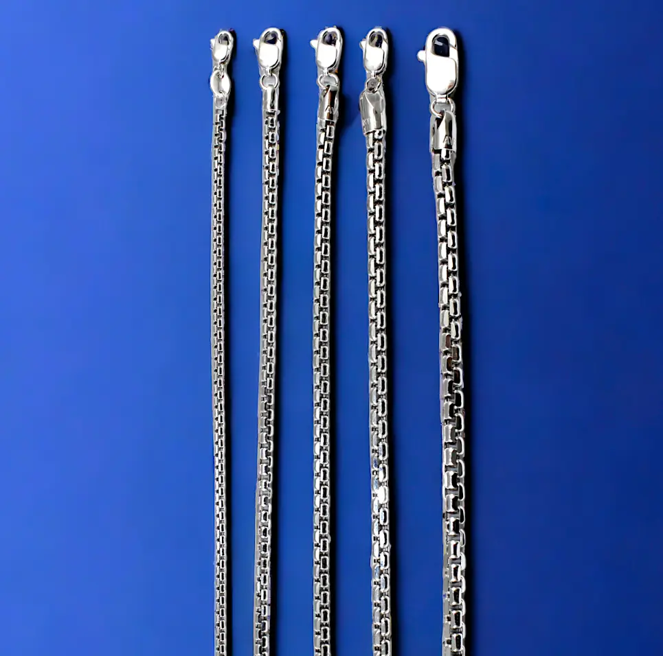 14K White Gold Venetian Round Box Chain Bracelet Necklace Real Men Women Jewelry 6.90g | 1.6mm ...