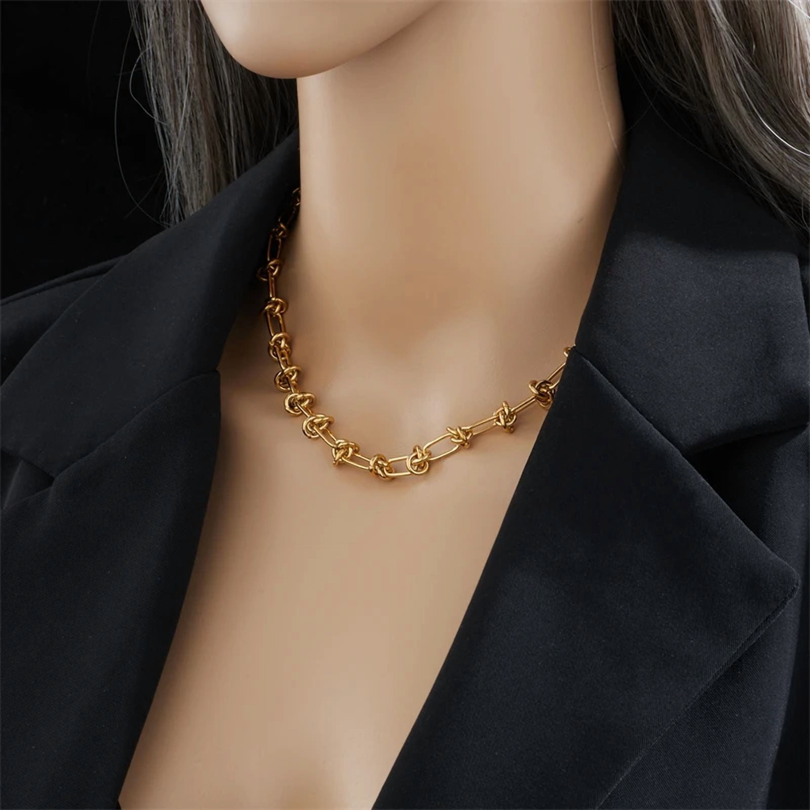14K White Gold Vintage Golden Color Necklace For Women High Quality ...