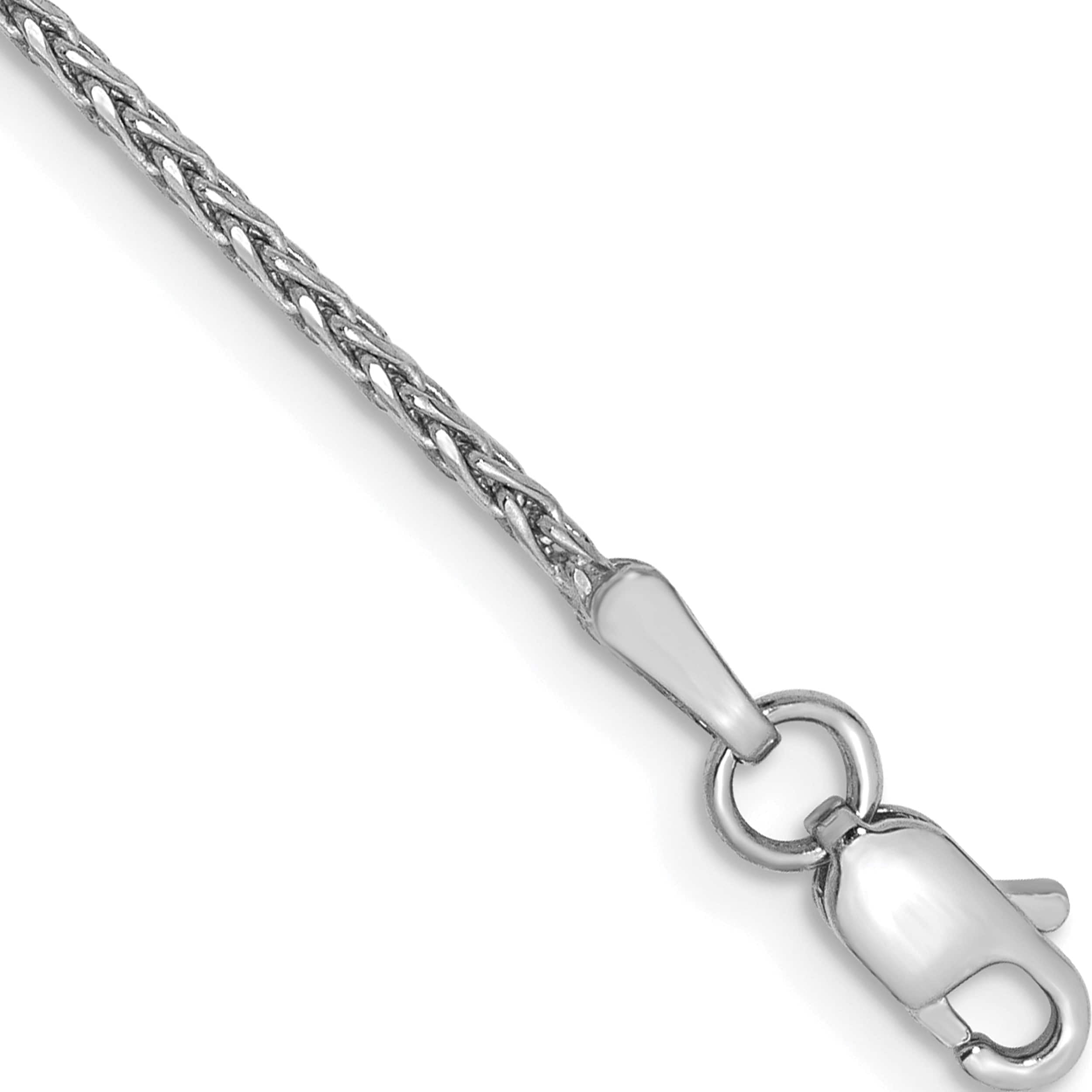 14K White Gold Wg 1.5mm Parisian Diamond-Cut Wheat Chain Anklet (9 X 1. ...