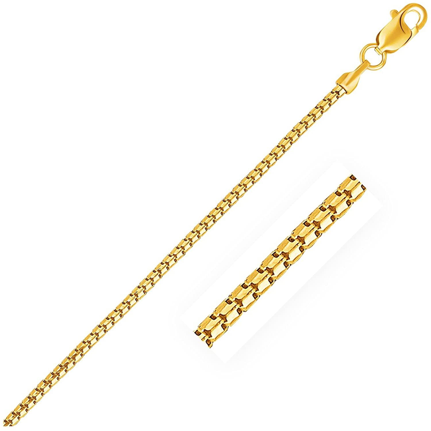14K Yellow Gold 1.3MM Shiny Round Ice Link Pendant Necklace Chain 16 ...