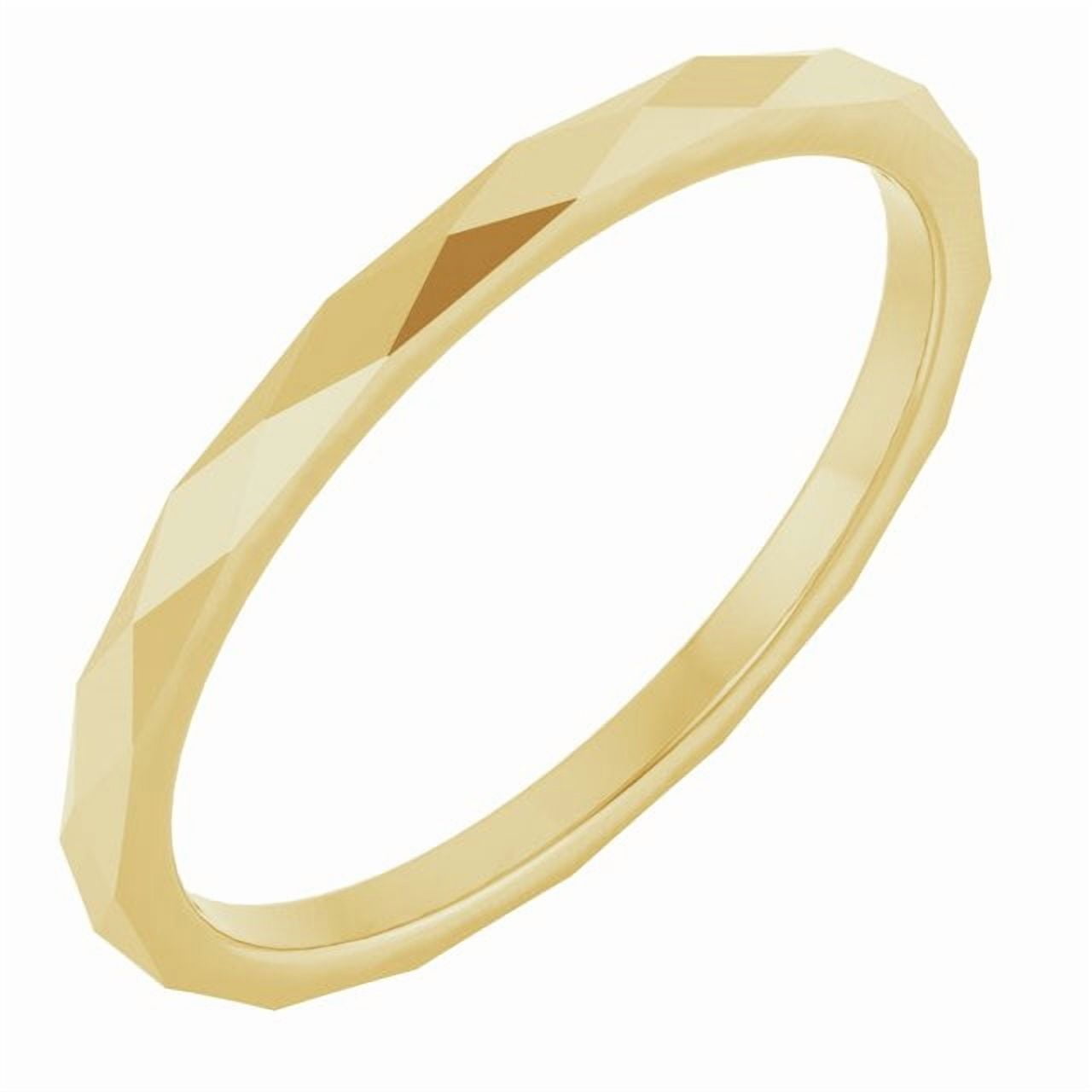14K Yellow Gold 1.5 mm Geometric Faceted Flat Band Size 5 - Solid Gold ...