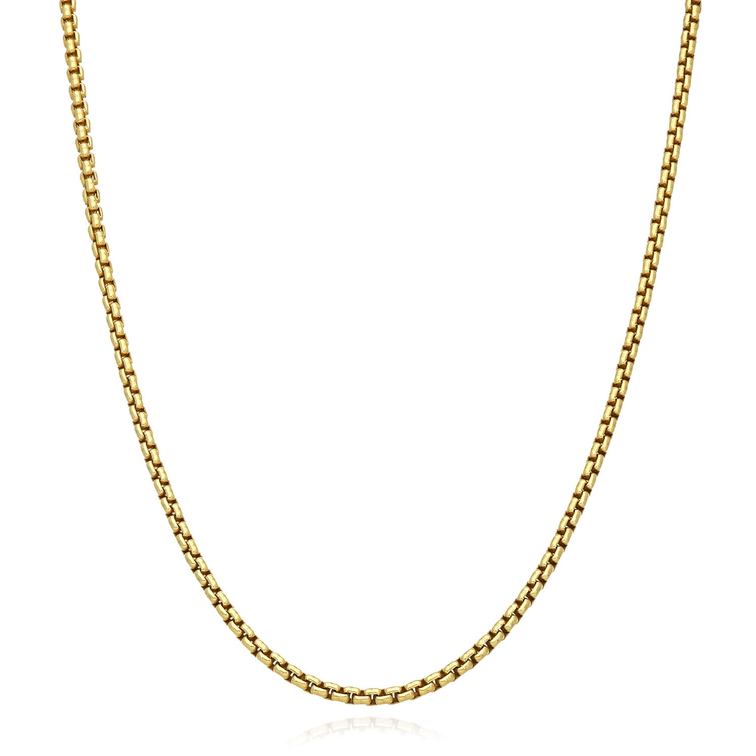 14K Yellow Gold 2.5MM Hollow Round Box Chain Necklace, Next Level ...