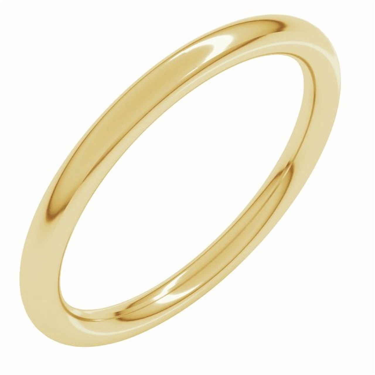 14K Yellow Gold 2 mm Comfort-Fit Full Round Band Size 7.5 - Solid Gold ...