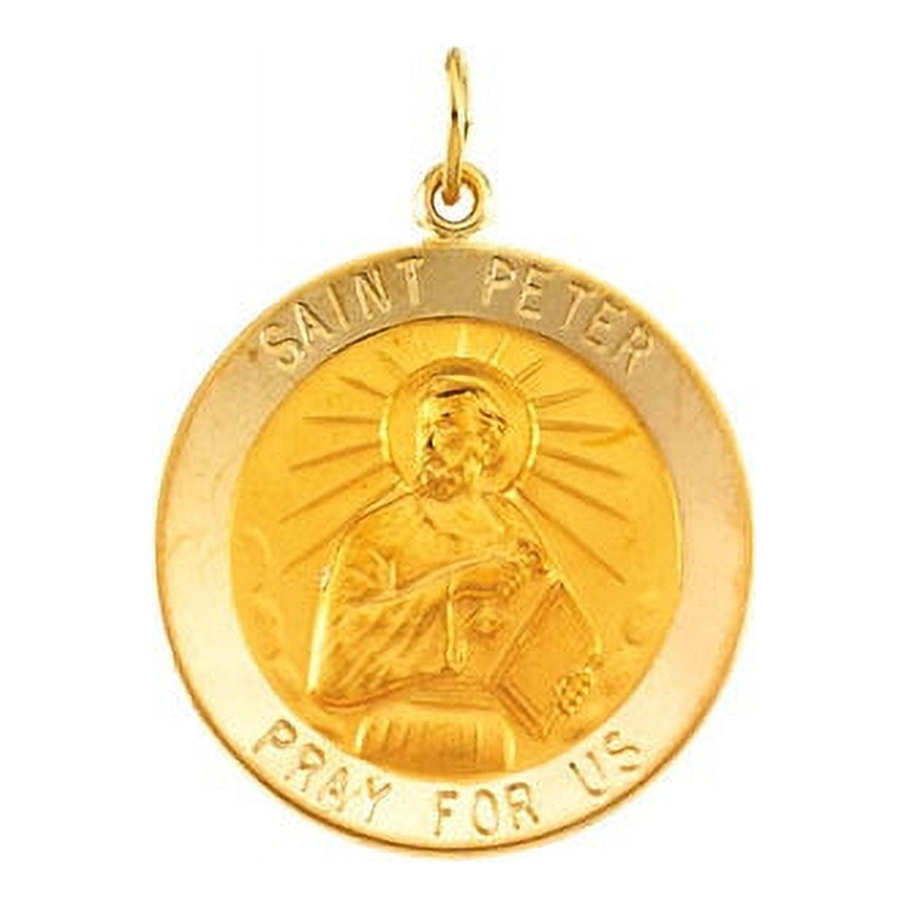 14K Yellow Gold 25mm Round St. Peter Medal - Walmart.com