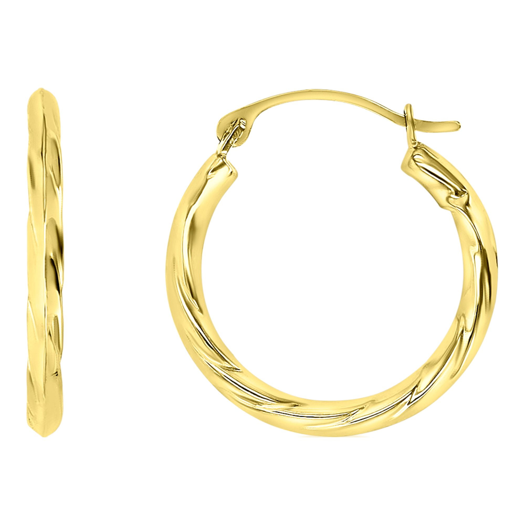 Decadence 14K Yellow Gold 2x19mm Polished Round Twisted Hoop Earrings ... Decadence 14K Yellow Gold 2x19mm Polished Round Twisted Hoop Earrings ...