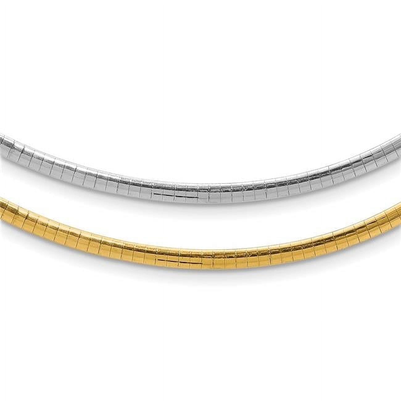 14K Yellow Gold 3 mm Reversible White & Yellow Domed Omega 18 in ...