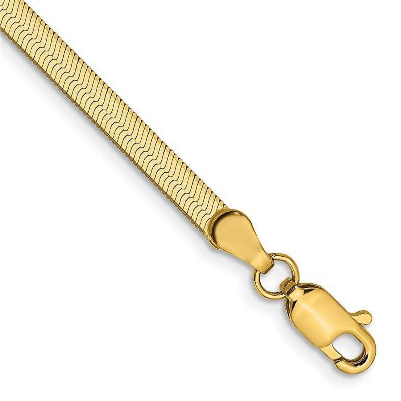 14K Yellow Gold 3 mm Silky Herringbone Chain 8 in. Bracelet - Walmart.com