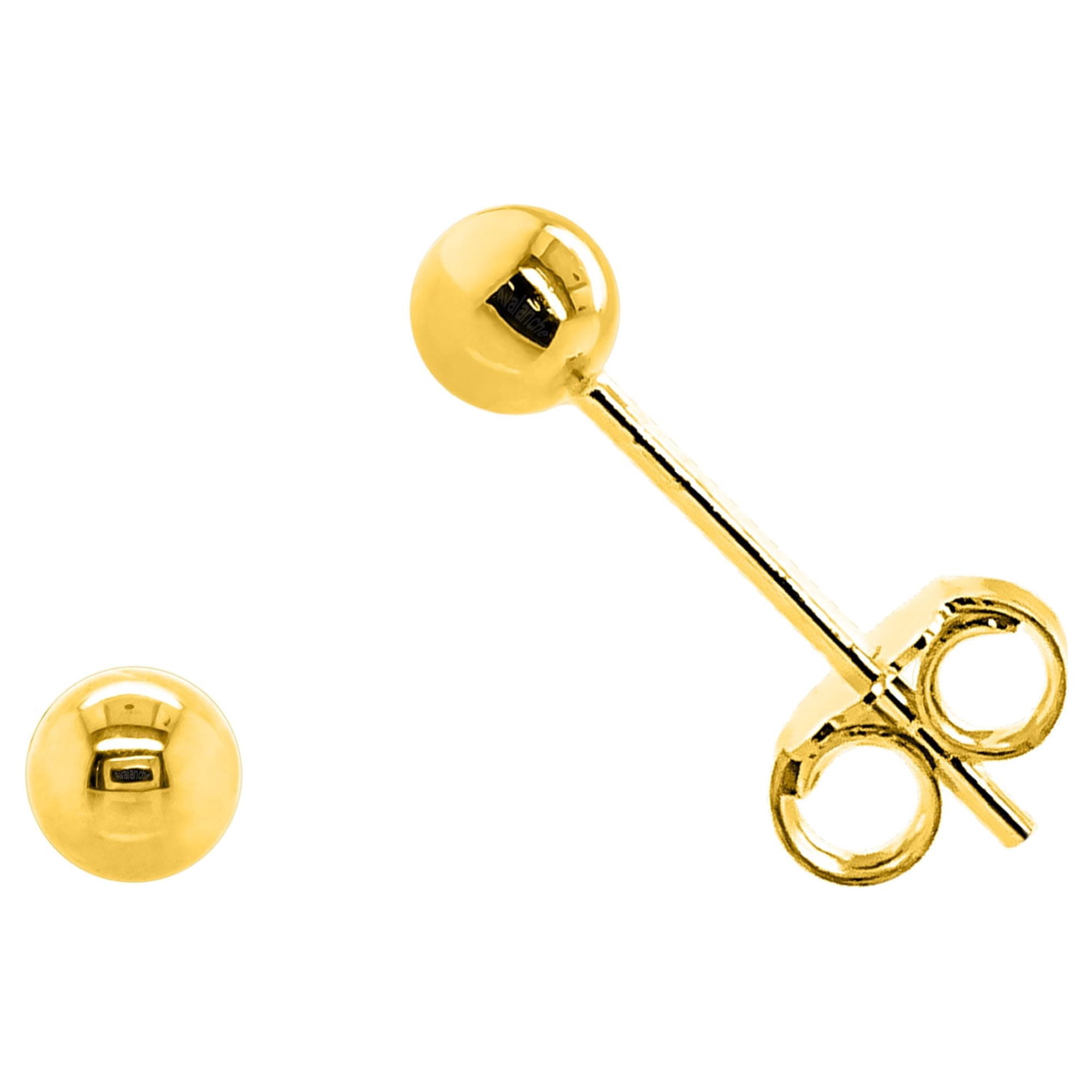 14K Yellow Gold 3mm-8mm Ball Stud Earrings - Push Back Backings ...