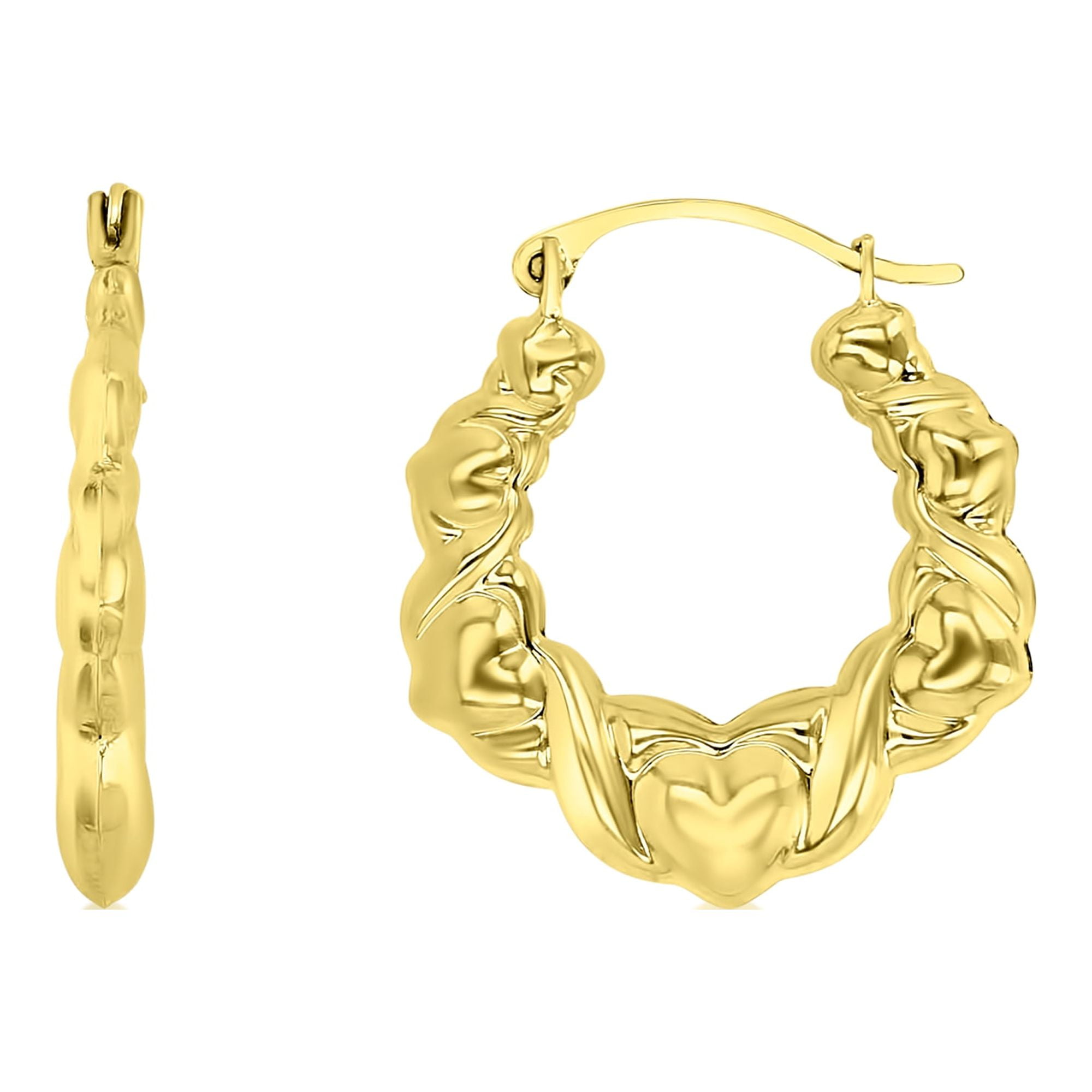 Decadence 14K Yellow Gold 3x20mm Polished Graduated Hearts Claddagh ...