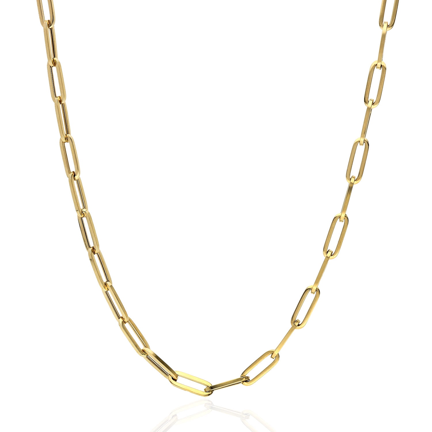 14K Yellow Gold 4mm Paperclip Elongated Open Chain Necklace 16"-30 ...