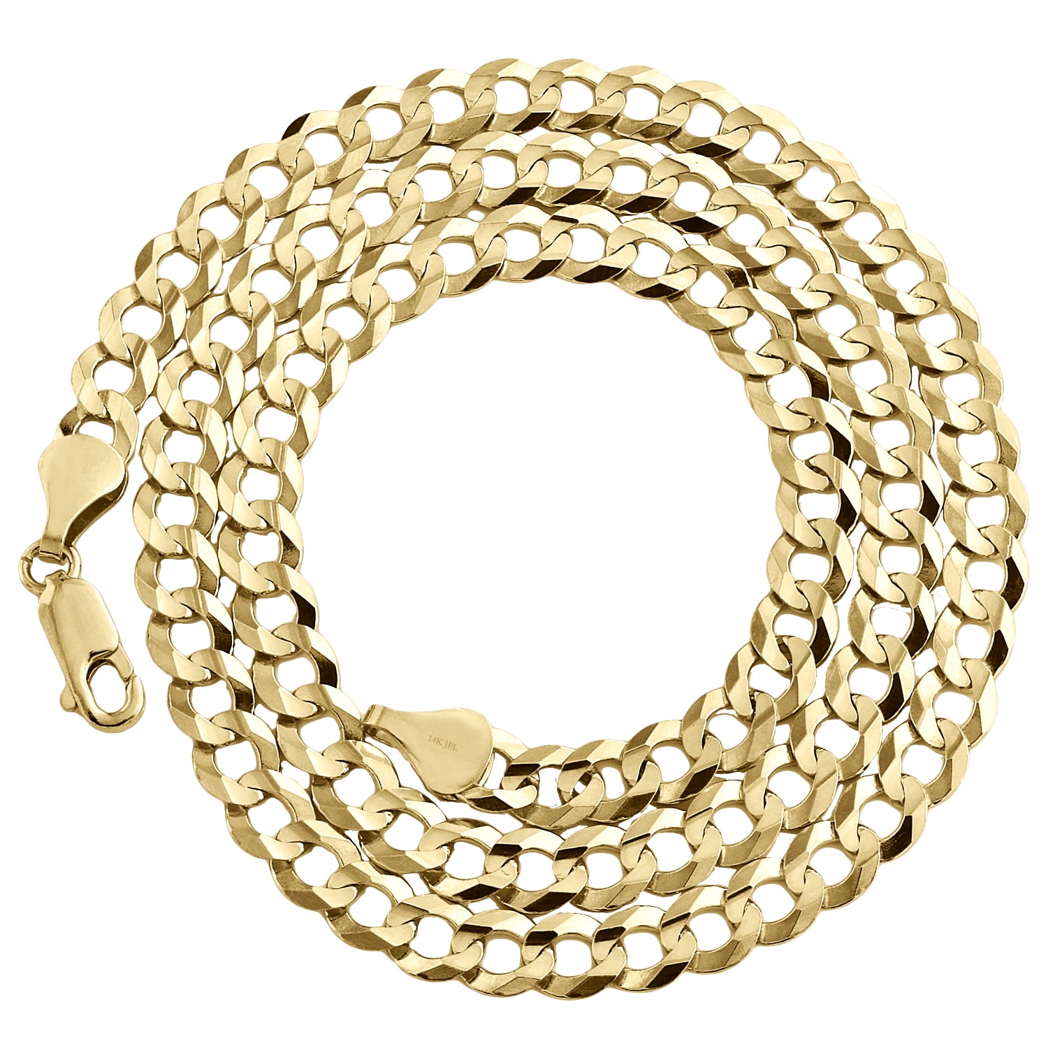 14K Yellow Gold 5.50mm Solid Plain Curb Cuban Chain Link Necklace 24 ...