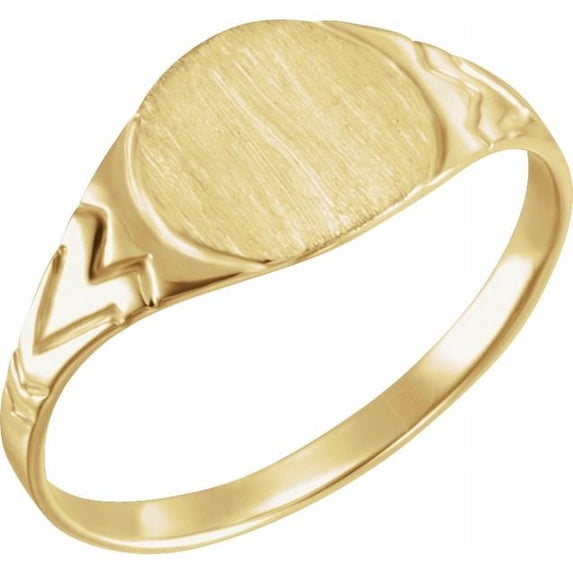 14K Yellow Gold 6 mm Round Youth Signet Ring - Solid Gold Fine Jewelry ...