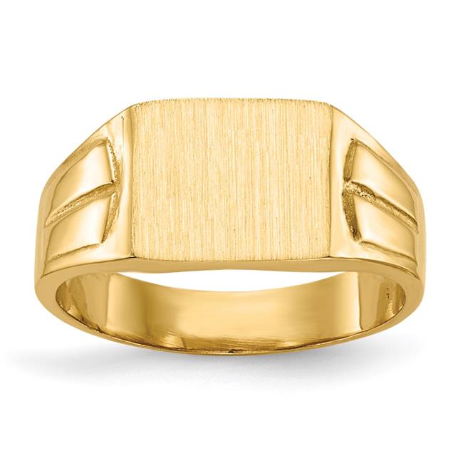 14K Yellow Gold 7.5 x 9 mm Closed Back Signet Ring - Size 5 - Walmart.com
