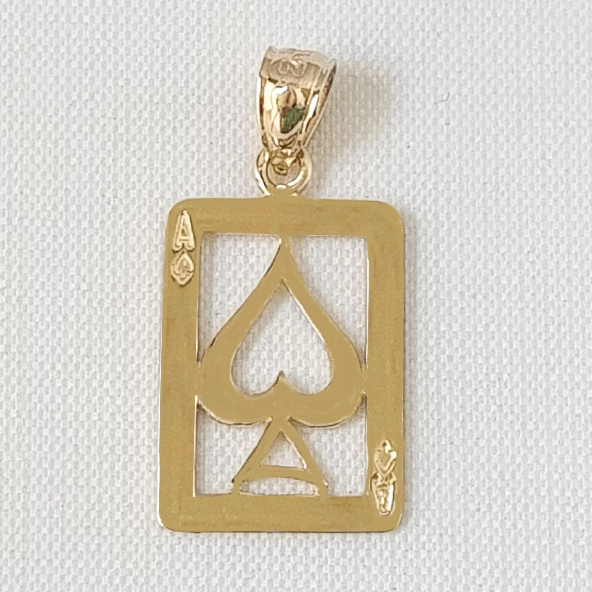 14K Yellow Gold Ace Of Spades Playing Cards Pendant - Walmart.com