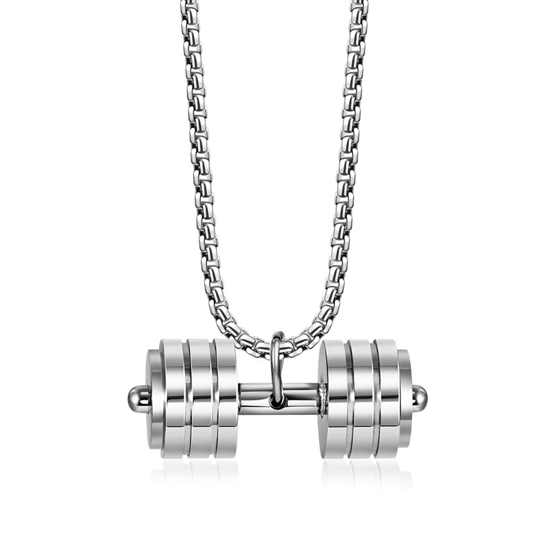 14K Yellow Gold Barbell Dumbbell Pendant Men's Fitness Bodybuilding ...
