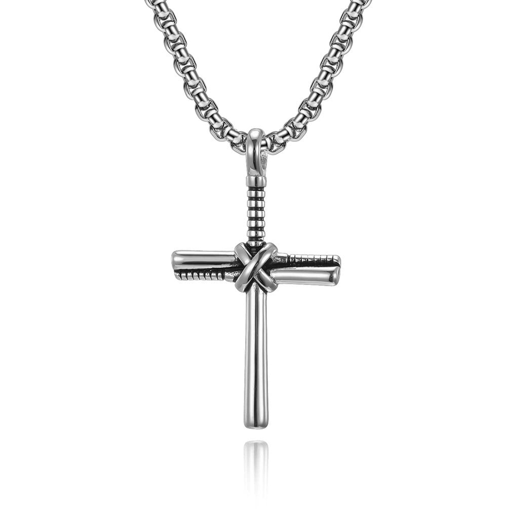 14K Yellow Gold Baseball Bat Cross Necklace European And American Style ...