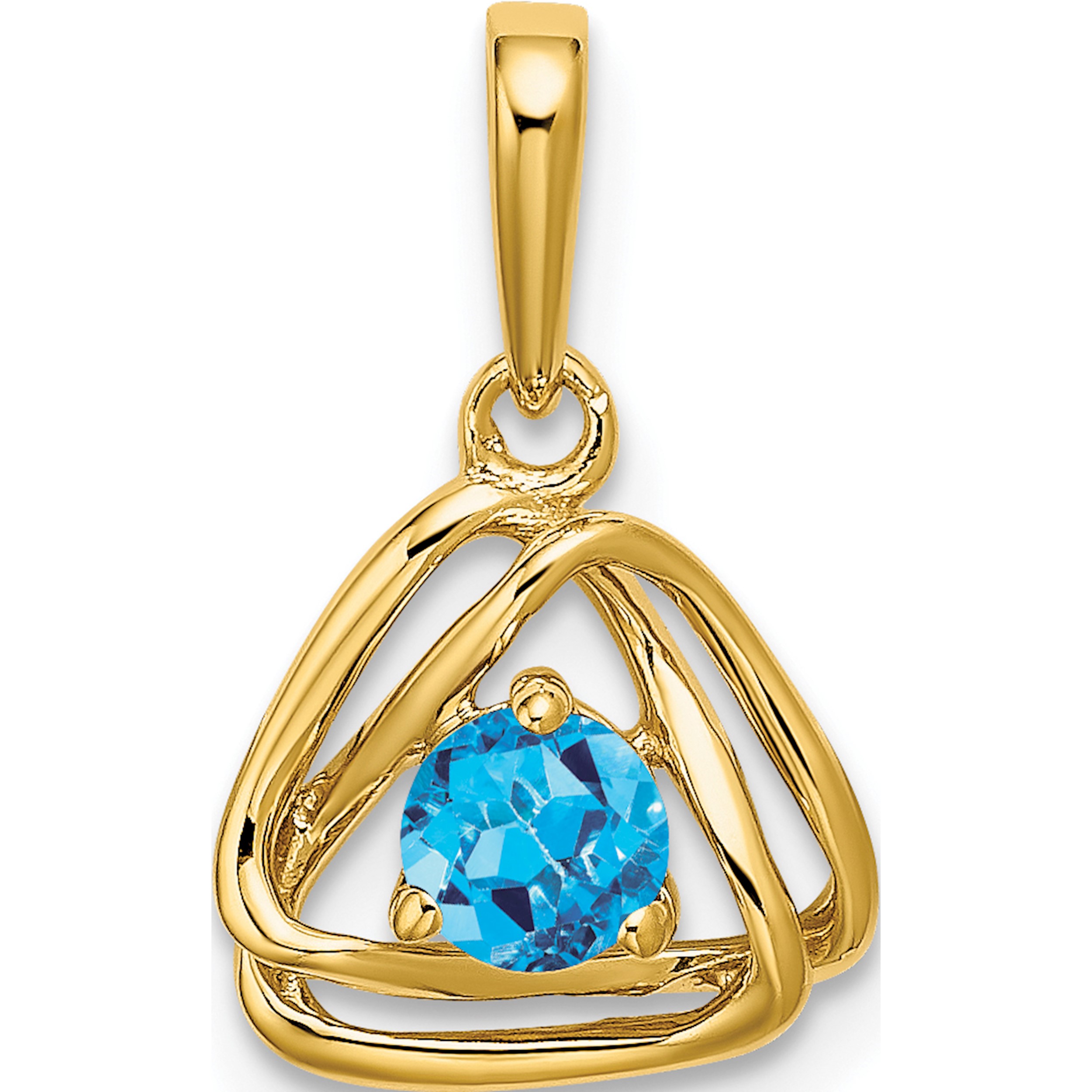 14K Yellow Gold Blue Topaz Triangle Pendant (Width 9.75) (Length 17.55 ...