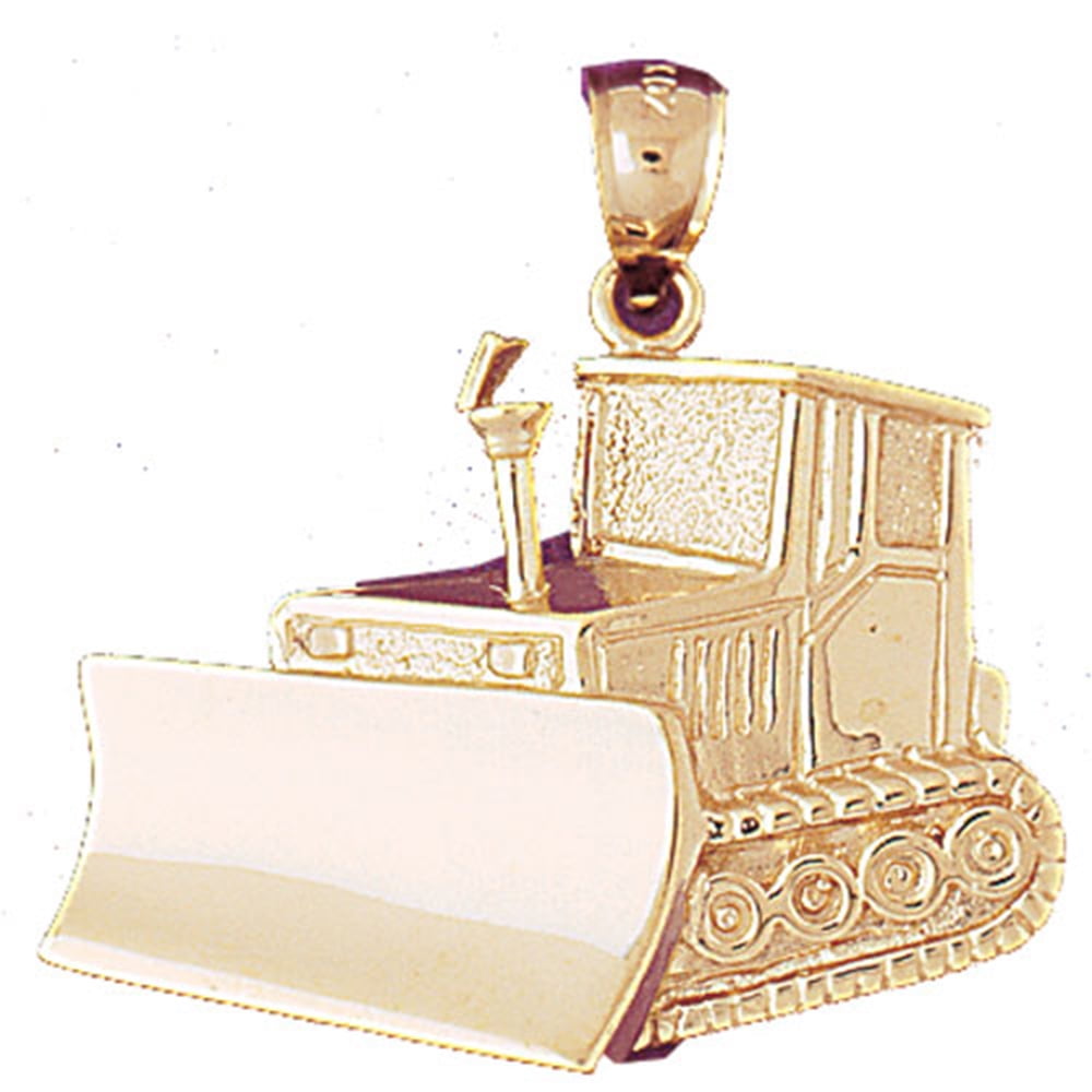 14K Yellow Gold Bulldozer Pendant - 32 mm - Walmart.com