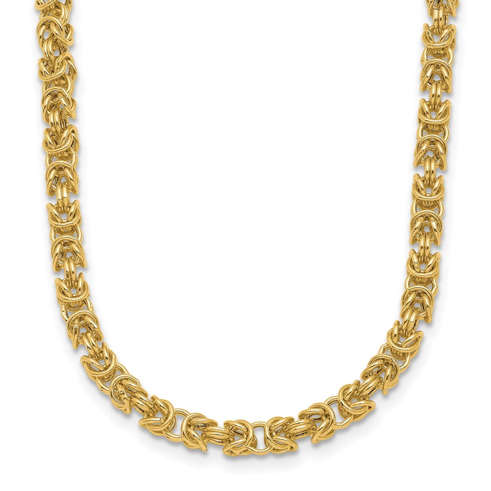 14K Yellow Gold Byzantine Chain Styles Necklace Polished Fancy Link 18 ...