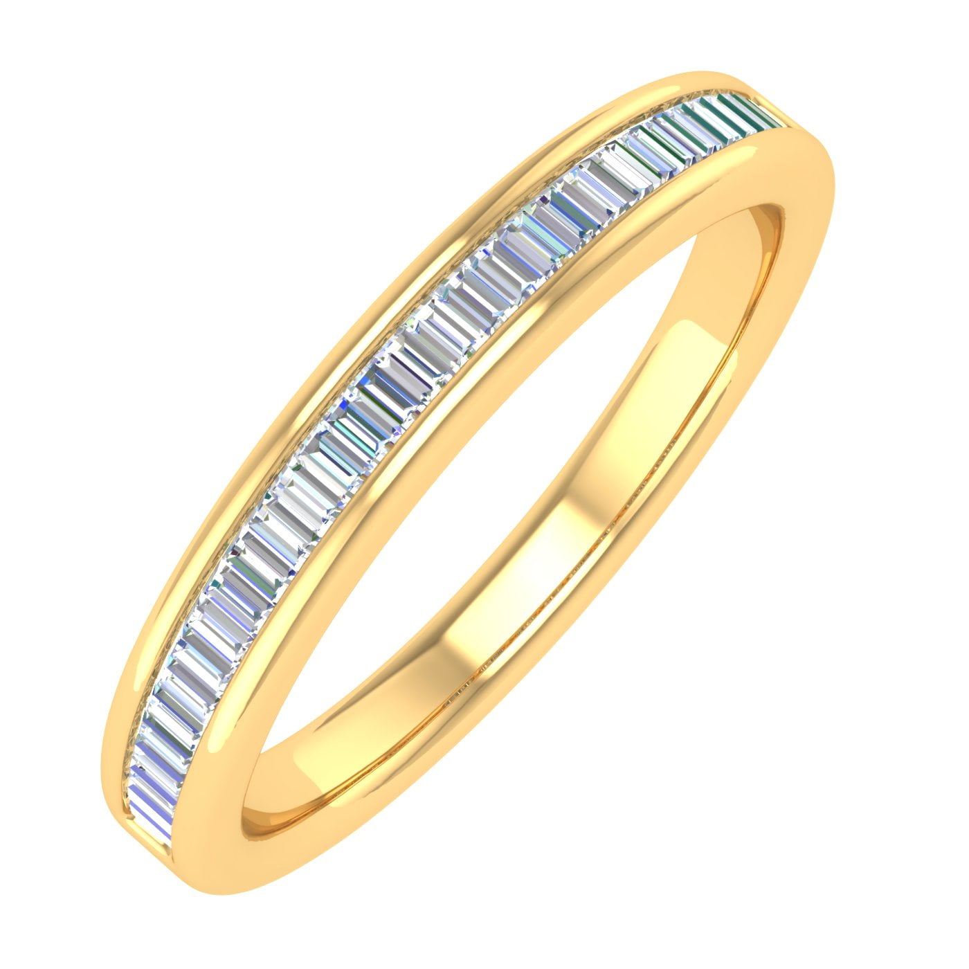 14K Yellow Gold Channel Set Baguette Diamond Wedding Band (1/4 carat ...