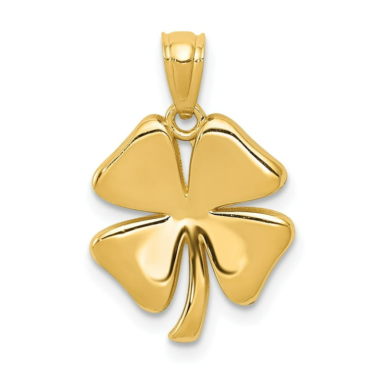 14K Yellow Gold Charm Pendant Men S Polished 4 Leaf Clover