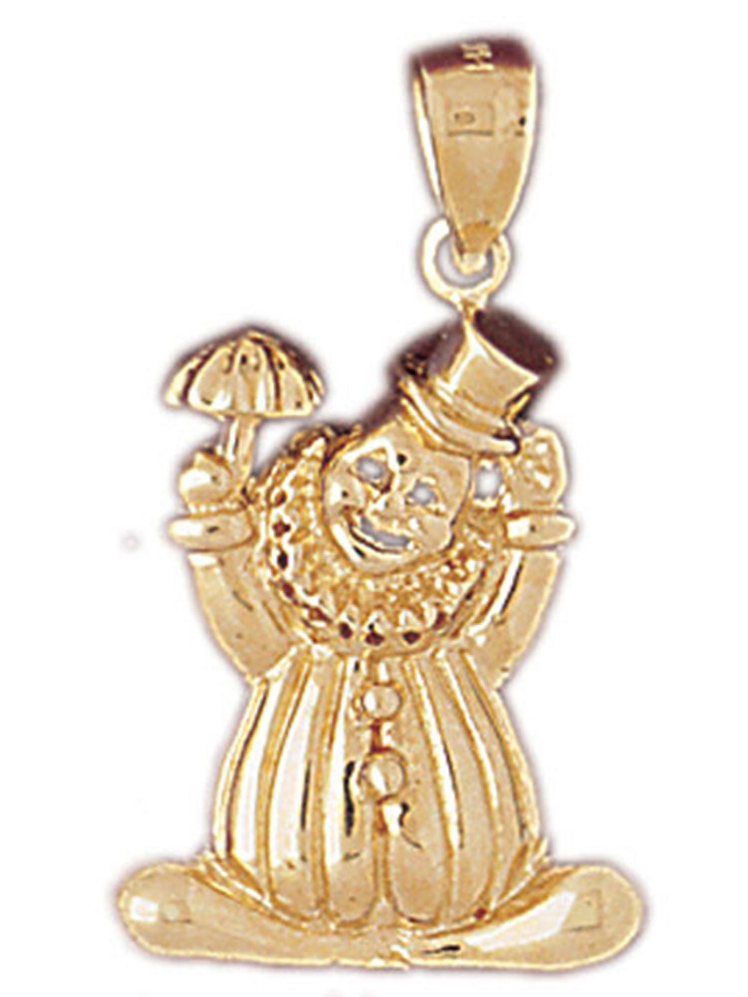 14K Yellow Gold Clown Pendant - 28 mm - Walmart.com
