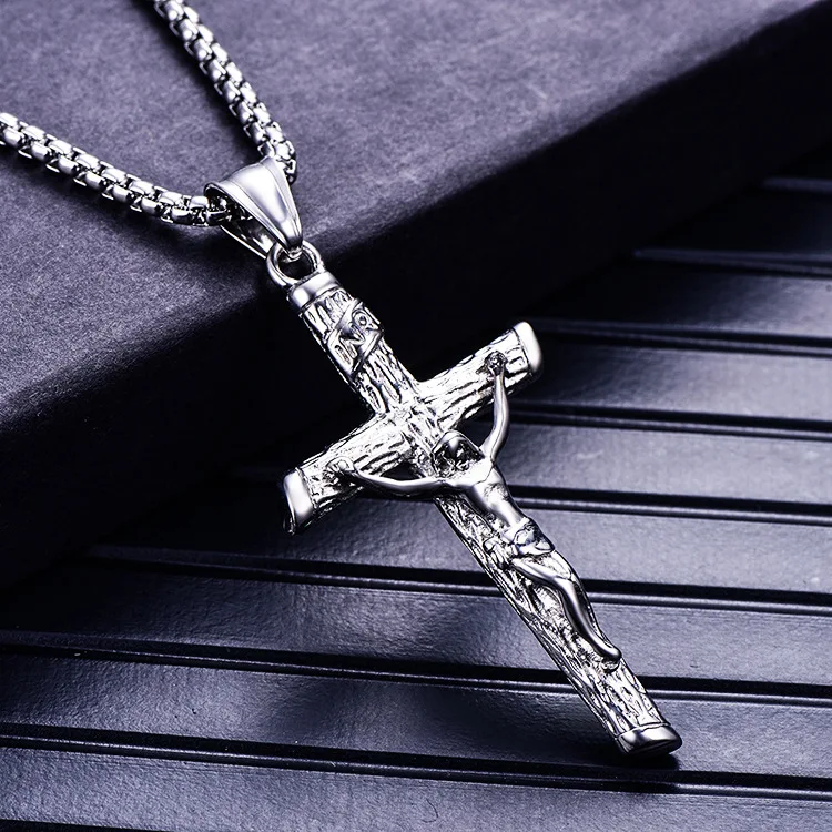 14K Yellow Gold Cross Jesus Christ Human Pendant Hip Hop Collar Chain ...
