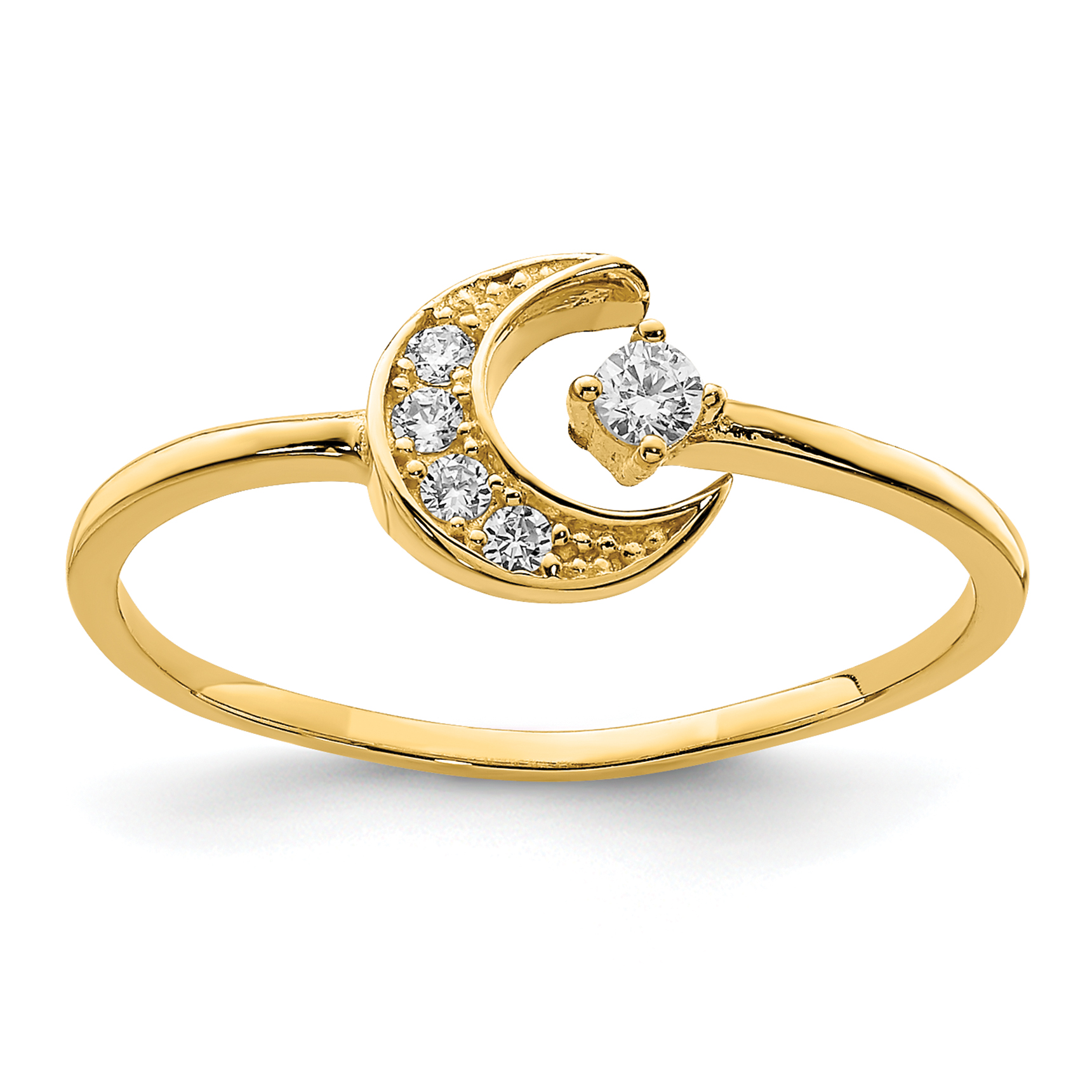 14K Yellow Gold Cubic Zirconia Moon Ring Size 7 - Walmart.com
