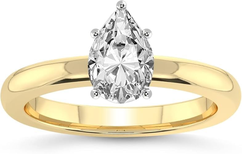 14K Yellow Gold Cushion Cut Lab Grown Diamond Solitaire Engagement Ring ...