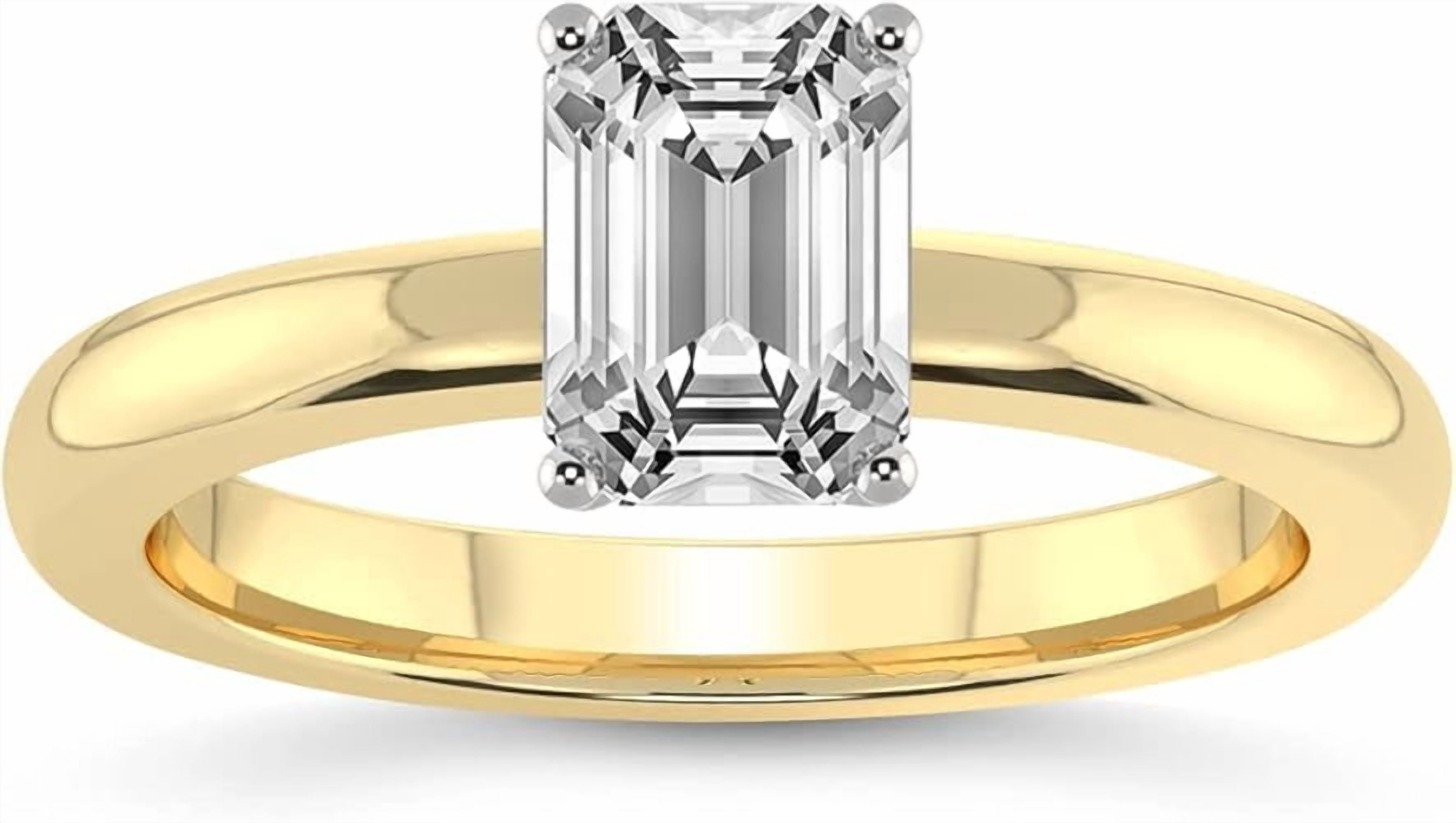 14K Yellow Gold Cushion Cut Lab Grown Diamond Solitaire Engagement Ring ...
