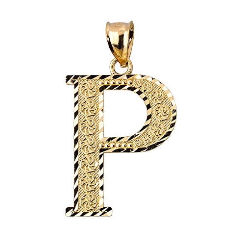 14K Yellow Gold Custom Initial Pendant / Necklace MEDIUM Initial P (20 ...