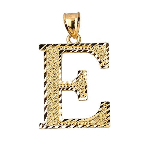 14K Yellow Gold Custom Initial Pendant / Necklace SMALL Initial E (18 ...