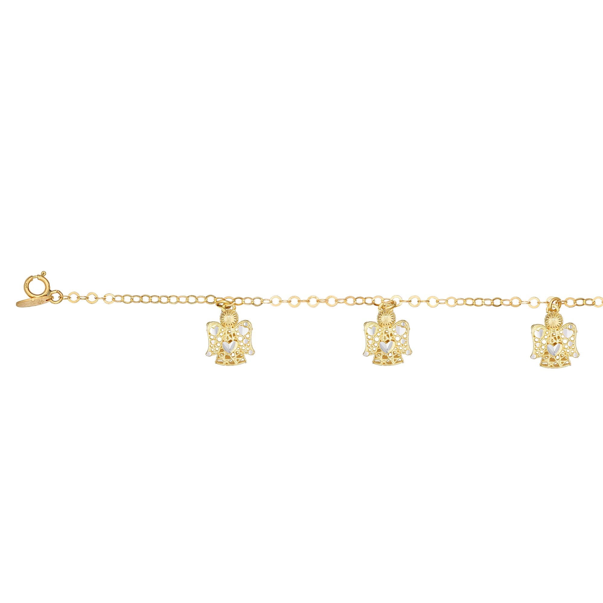 JewelStop 14K Yellow Gold Diamond Cut 5 Stationed Angels Element on ...