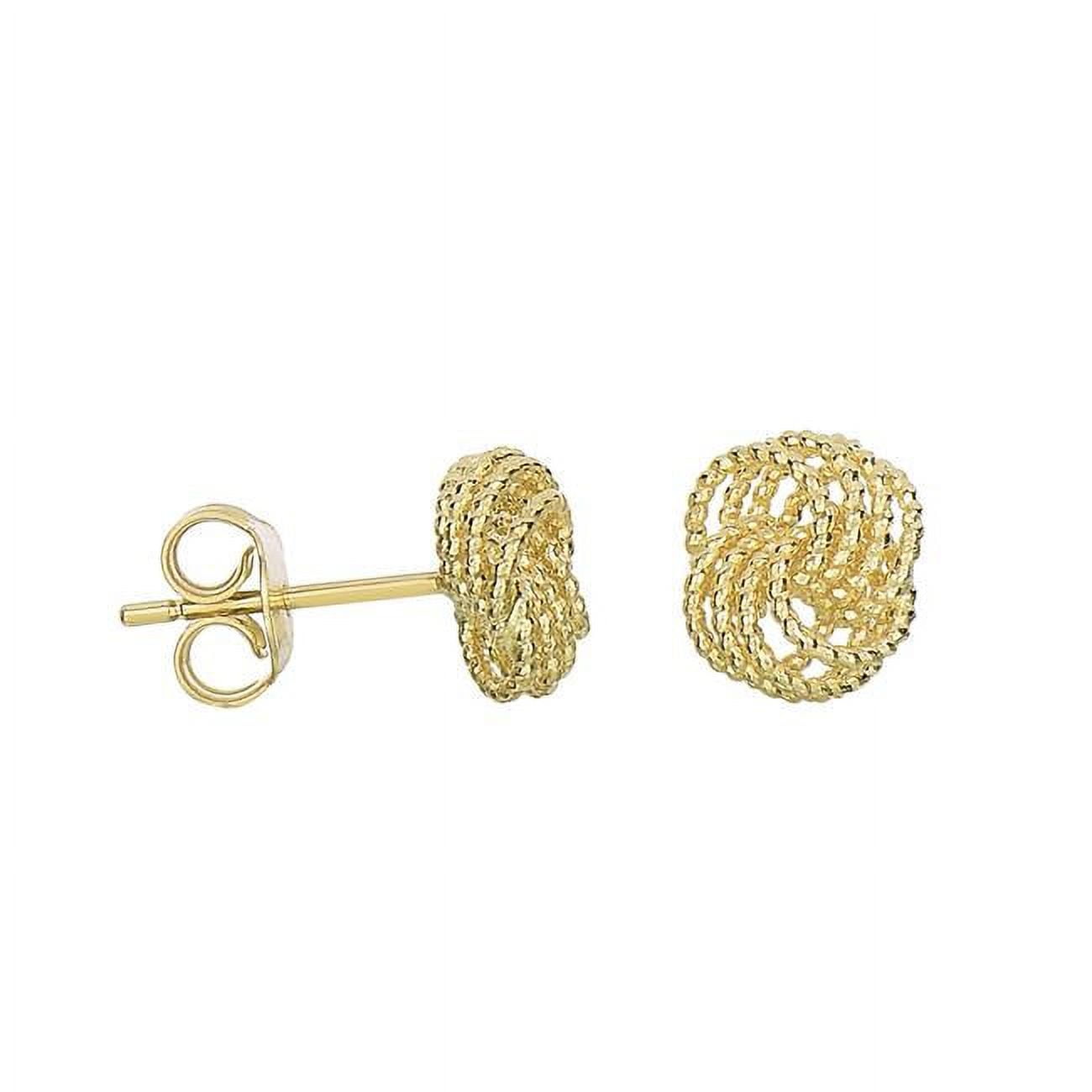 14K Yellow Gold Diamond Cut Textured Earring with Push Back Clasp ...