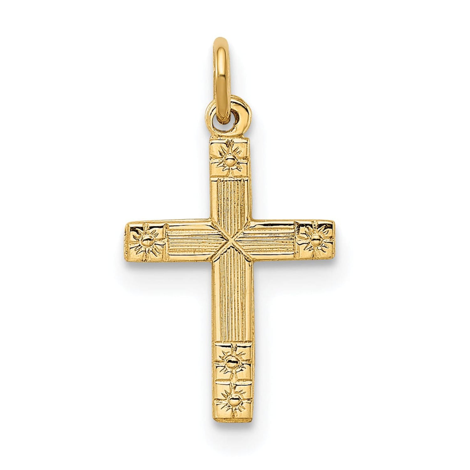 14K Yellow Gold Elegant Textured Detailed Latin Cross Pendant - Walmart.com