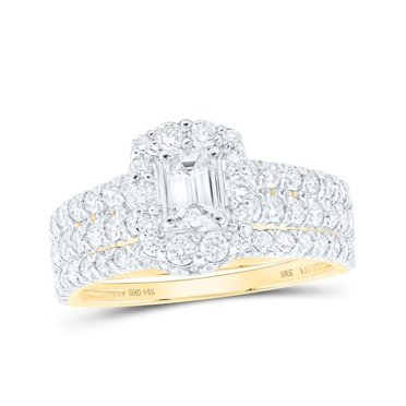14k Yellow Gold Womens Princess Diamond Invisible-set Wedding Bridal ...
