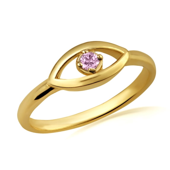 14K Yellow Gold Evil Eye Birthstone Protection Ring Alexandrite (SIZE ...