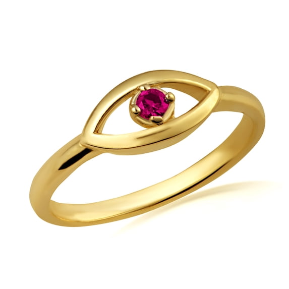 14K Yellow Gold Evil Eye Birthstone Protection Ring Ruby (SIZE 11.5 ...