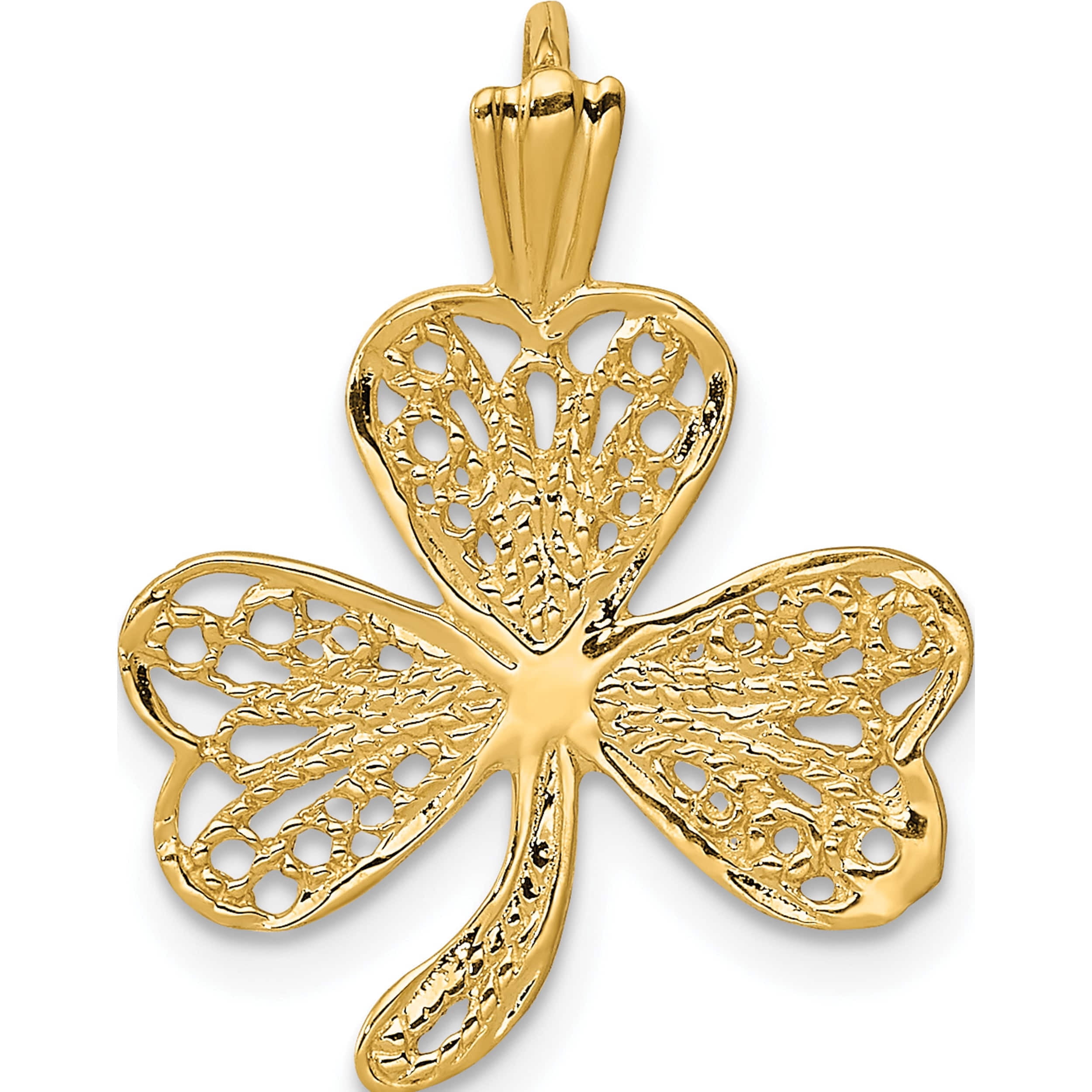 14K Yellow Gold Filigree Shamrock Charm (22 X 15) Made In United States ...