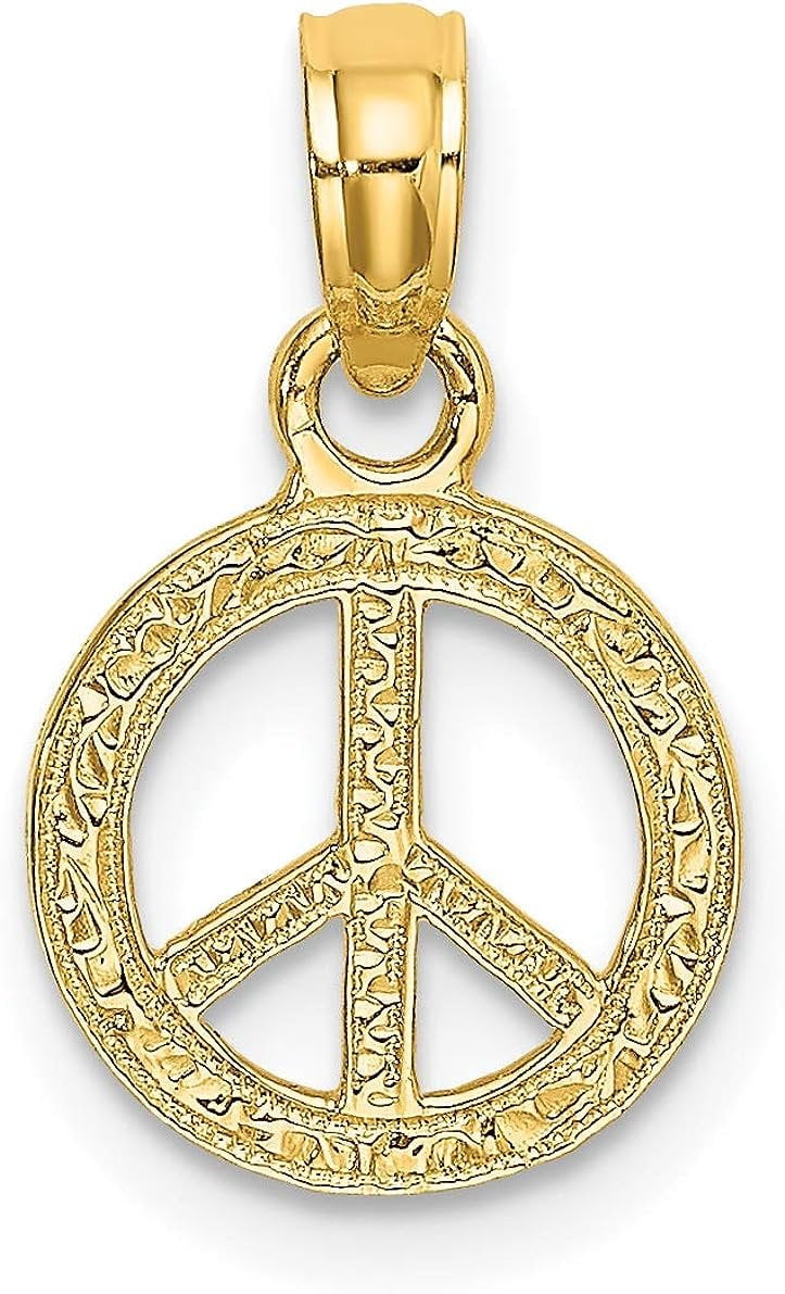 14K Yellow Gold Flat Textured Mini Peace Sign Charm - 10.1mm - Walmart ...