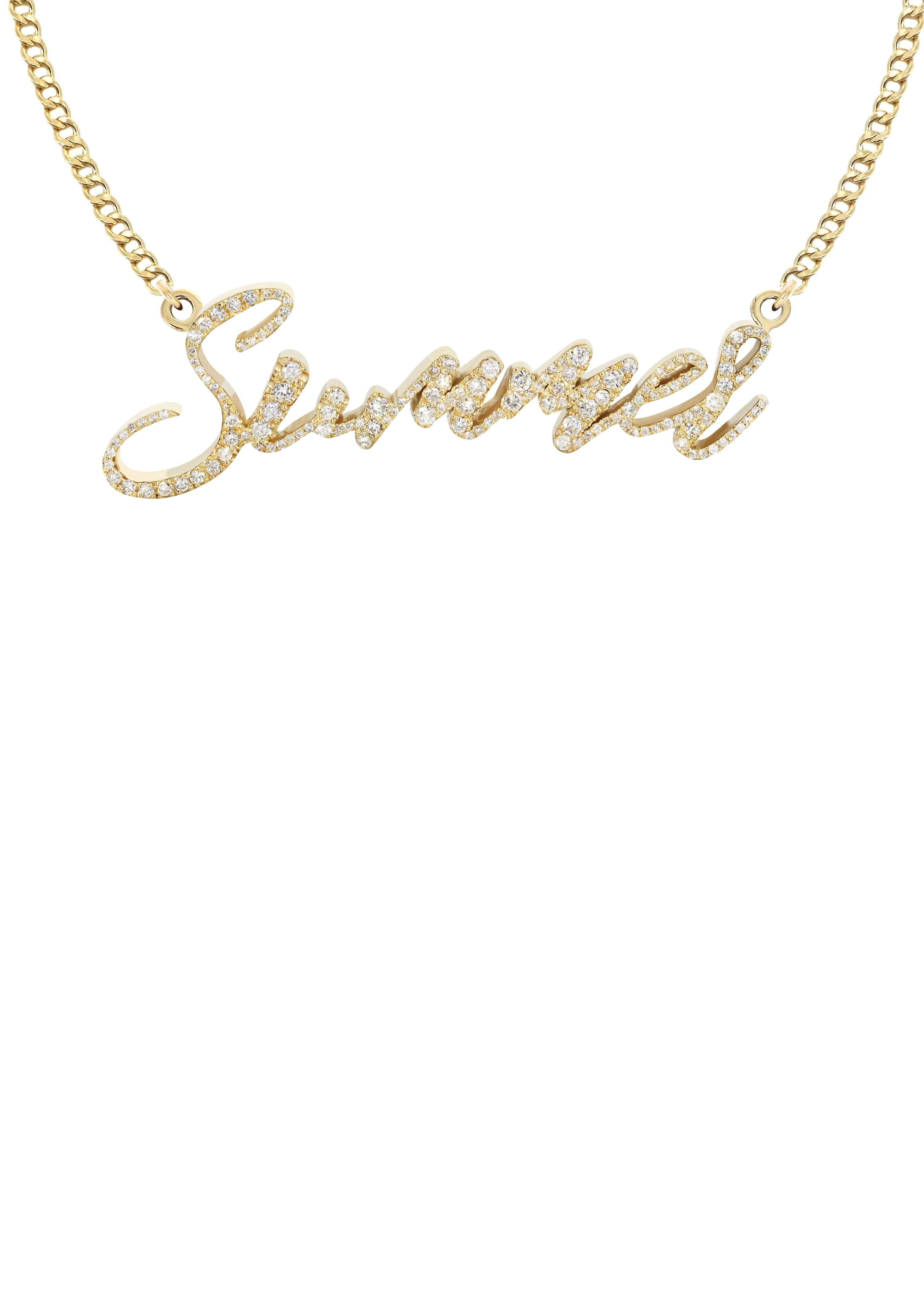 14K Yellow Gold Full Diamond Name Plate Necklace | Style #113 - Walmart.com