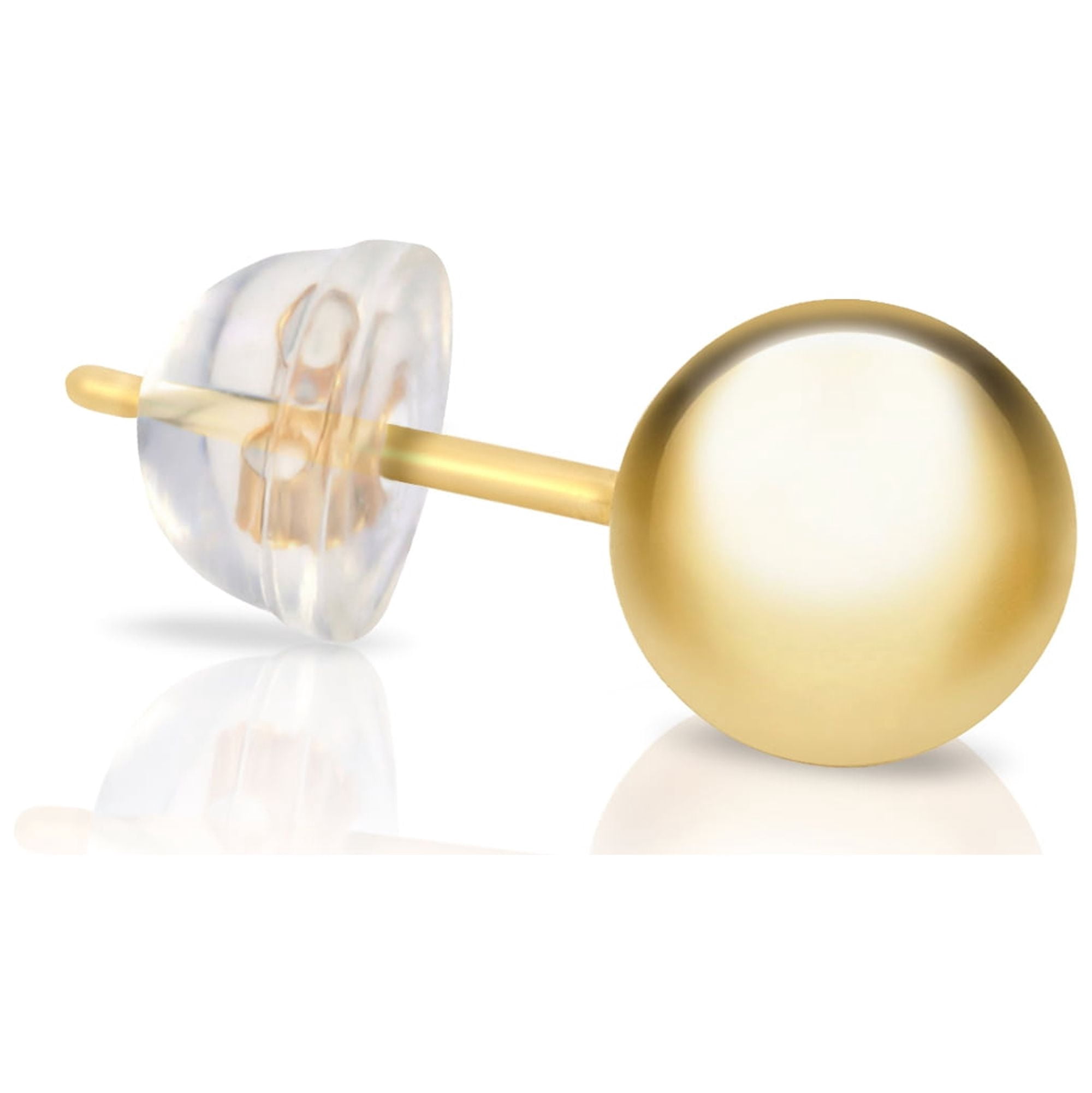 14K Yellow Gold Half Pair Ball Stud Earring with Silicone Coated ...