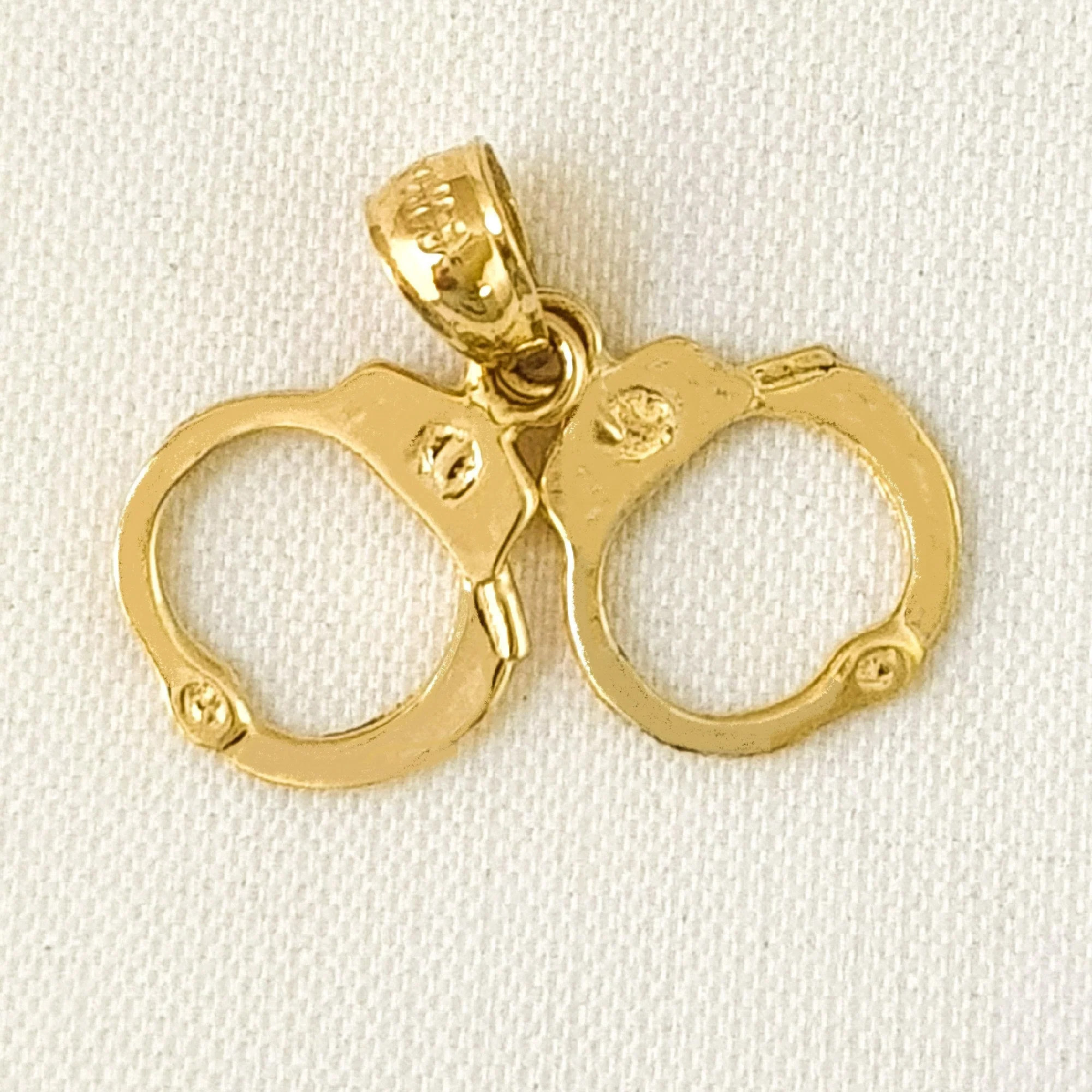 14K Yellow Gold Handcuffs 3D (3 Dimensional) Pendant - Walmart.com