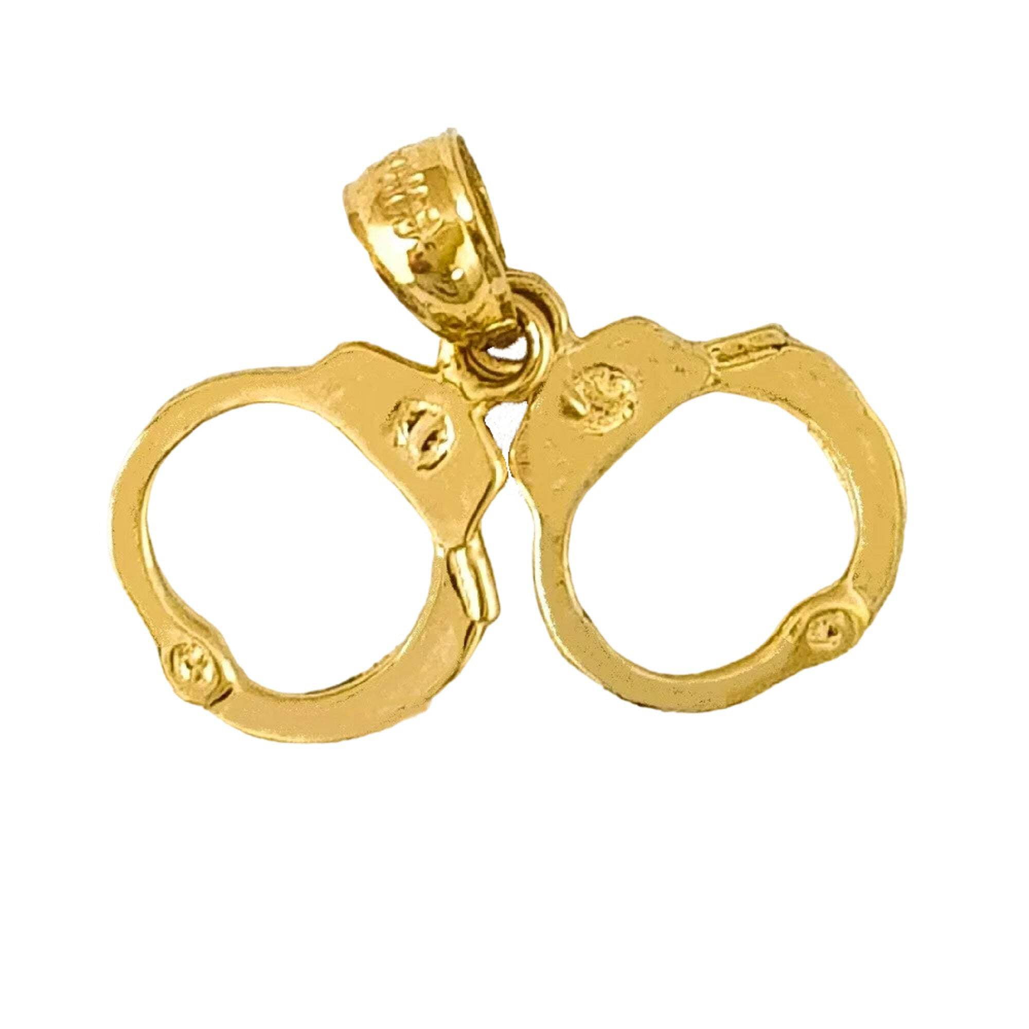 14K Yellow Gold Handcuffs 3D (3 Dimensional) Pendant - Walmart.com