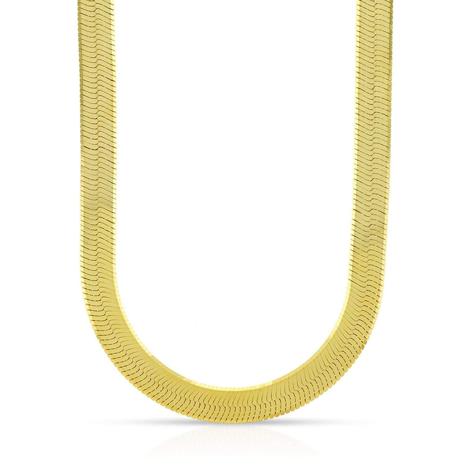 14K Yellow Gold Herringbone Chain Necklace 3MM-6MM, Real 14K Gold, Next ...