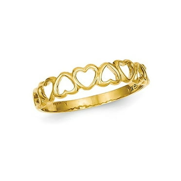 Ladies 14K Yellow Gold Heart Promise Ring - Walmart.com